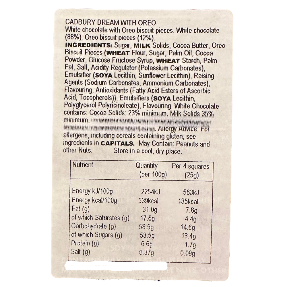 Cadbury Dream With Oreo Chocolate Bar (Australia) - 1.6oz (45g ... Cadbury Dream With Oreo Chocolate Bar (Australia) - 1.6oz (45g ...