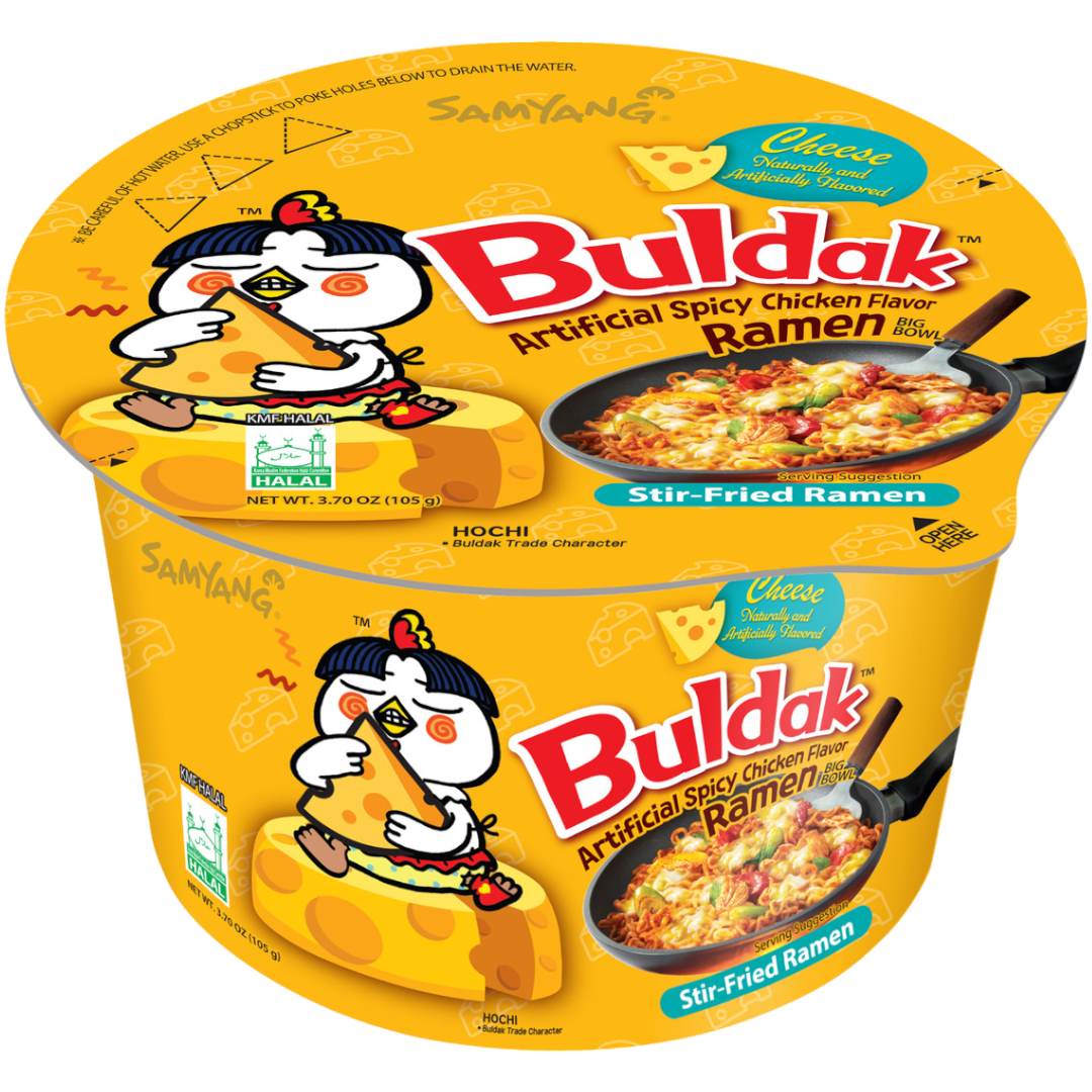 Samyang Buldak Cheese Flavour Hot Chicken Ramen Big Bowl - 3.7oz (105g | Poppin Candy