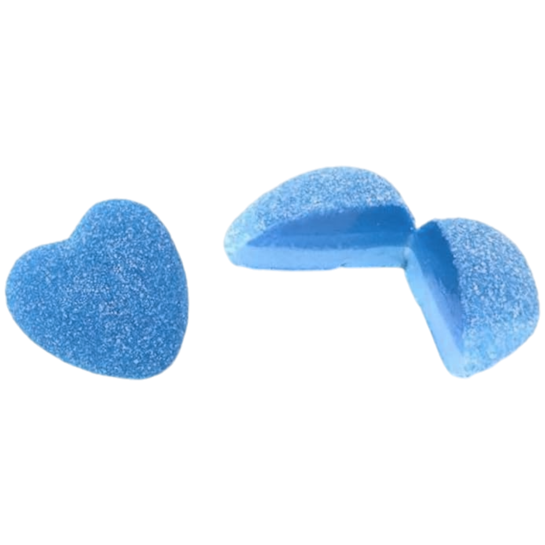 Jelly Filled Blue Raspberry Hearts Poppin Candy