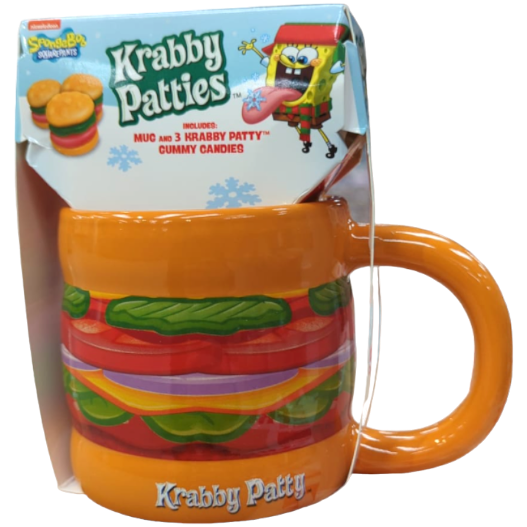 Spongebob Squarepants Krabby Patty Mug And Gummy Krabby Patties T Set 4112