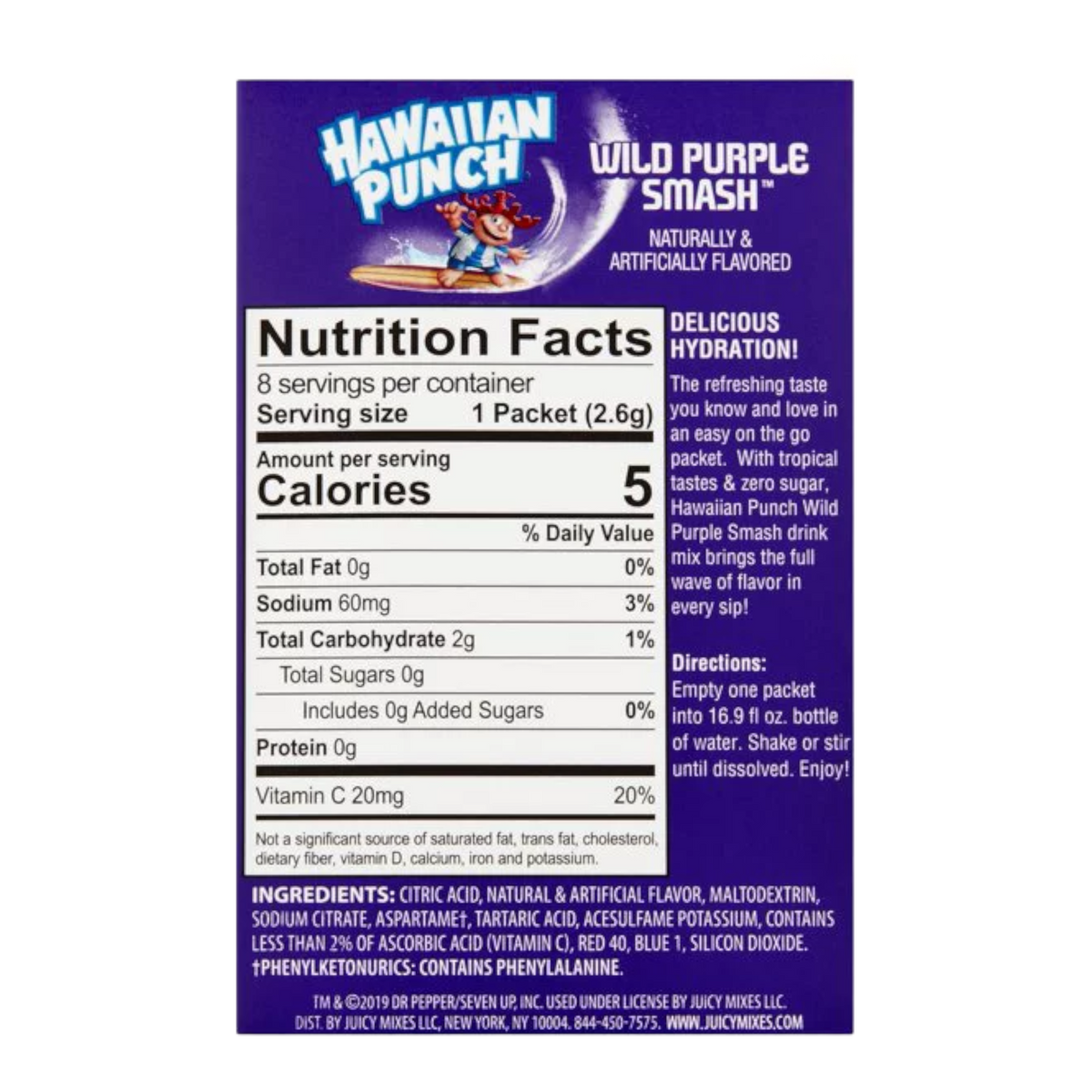 Hawaiian Punch Wild Purple Smash Zero Sugar Singles To Go Drink Mix 8