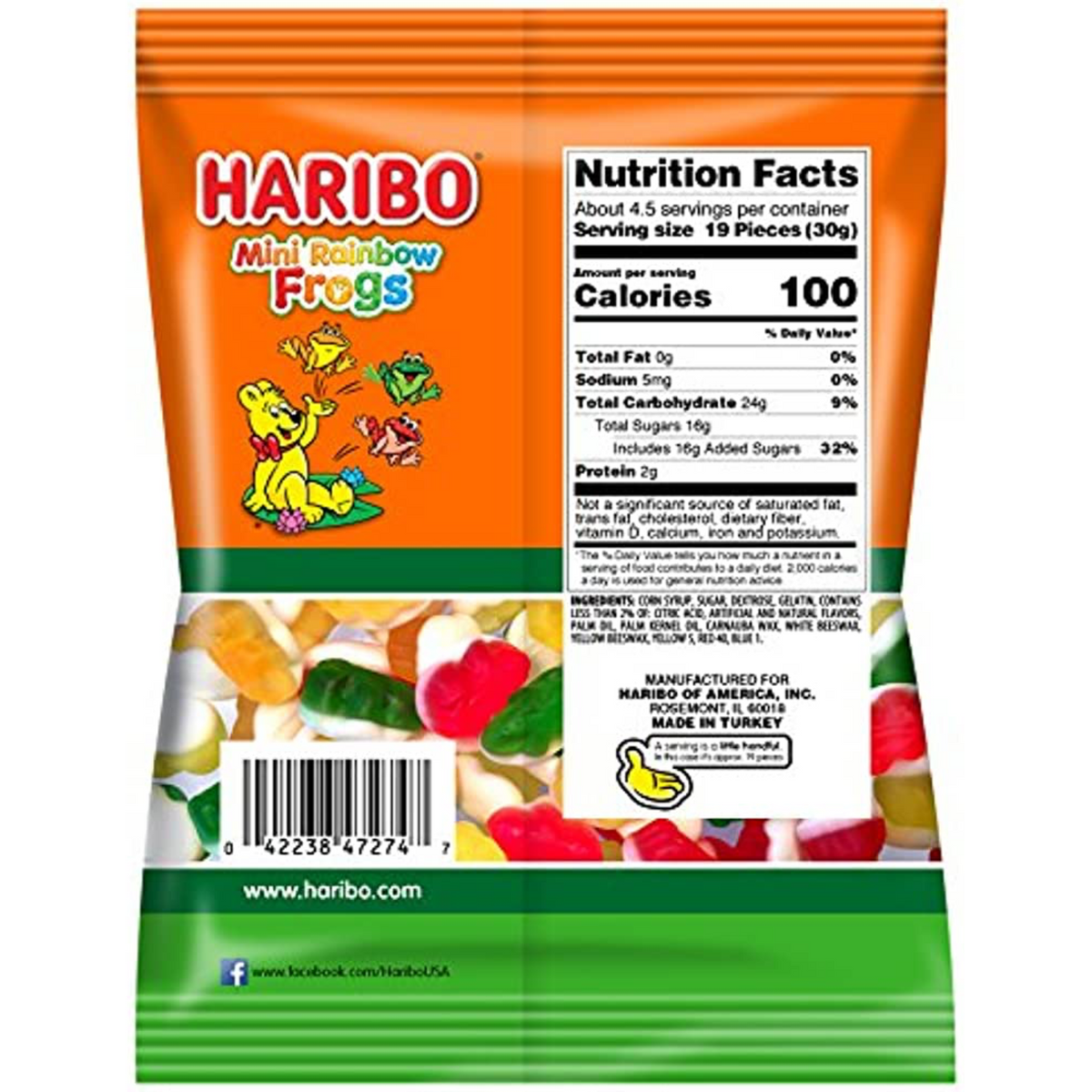 Haribo Mini Rainbow Frogs Peg Bag - 5oz (142g) | Poppin Candy