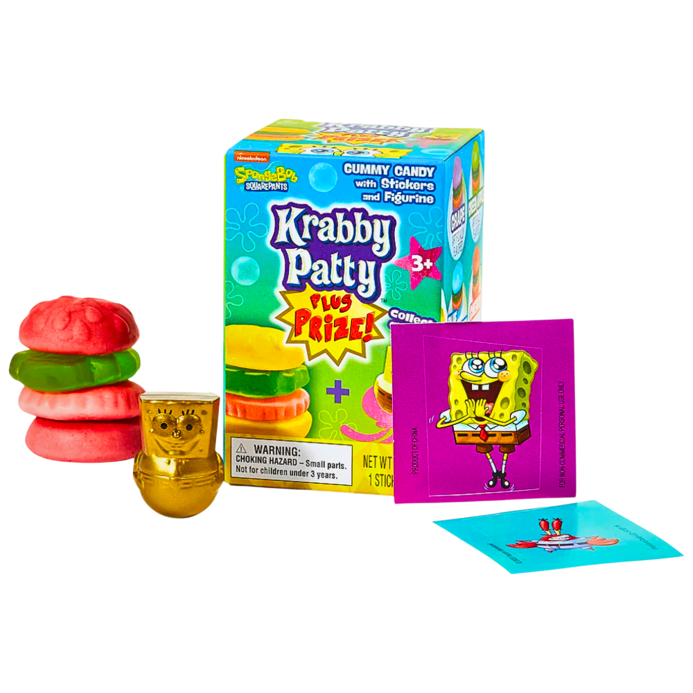 SpongeBob Krabby Patty Gummy Candy Plus Prize - 1oz (28g) – Poppin Candy
