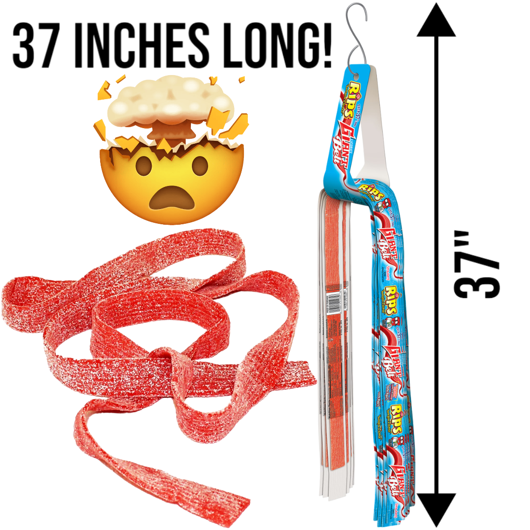 Rips Giant Belt Strawberry Flavour 37" Long Sour Belt - 3.4oz (96g ...