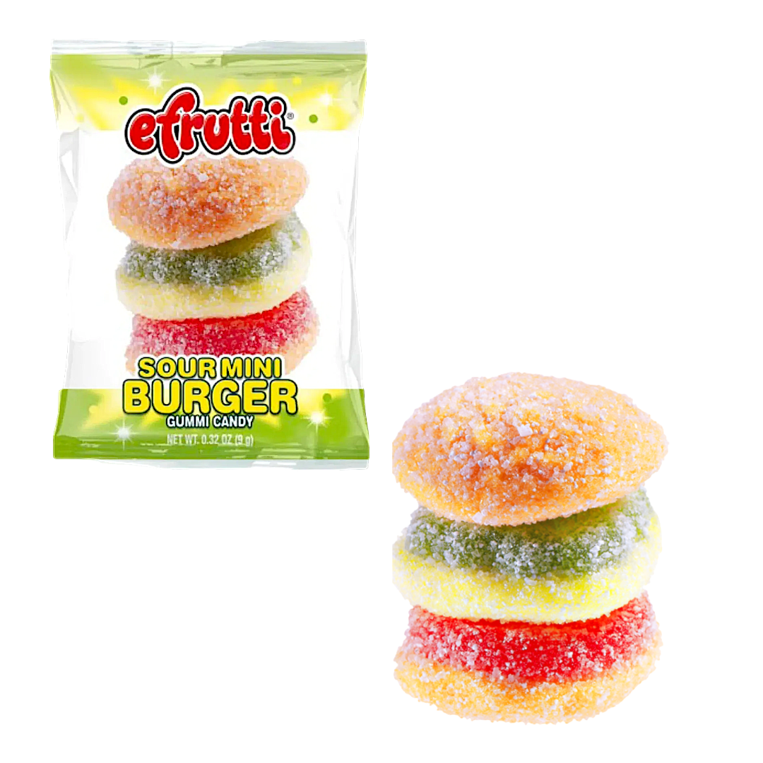 E.Frutti Gummi Candy Sour Mini Burger - 0.32oz (9g) | Poppin Candy
