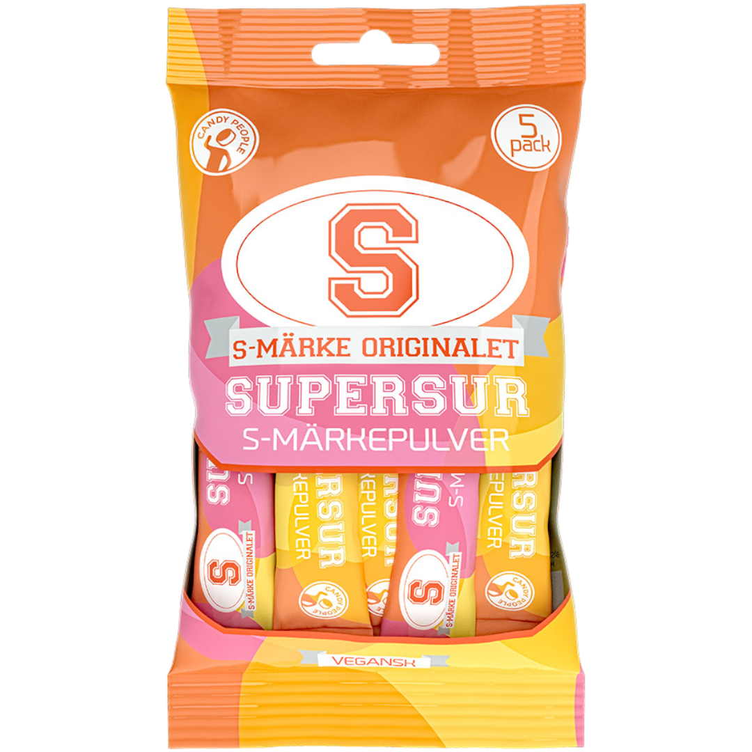 S-Märke Supersur Pulver Peg Bag (Super Sour Powder Sachets) (Swedish) | Poppin Candy