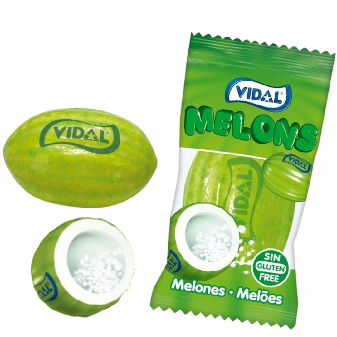 Vidal Melons Sour Sherbet Filled Bubble Gum - 0.14oz (4g) – Poppin Candy