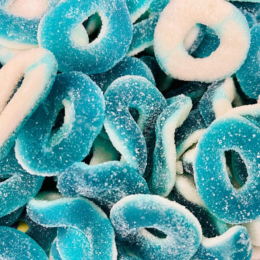 Sour Blue Raspberry Rings | Poppin Candy