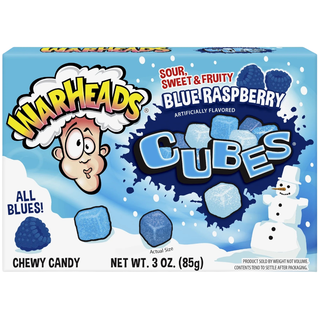 Warheads Blue Raspberry Cubes Theatre Box - 3oz (85g) | Poppin Candy