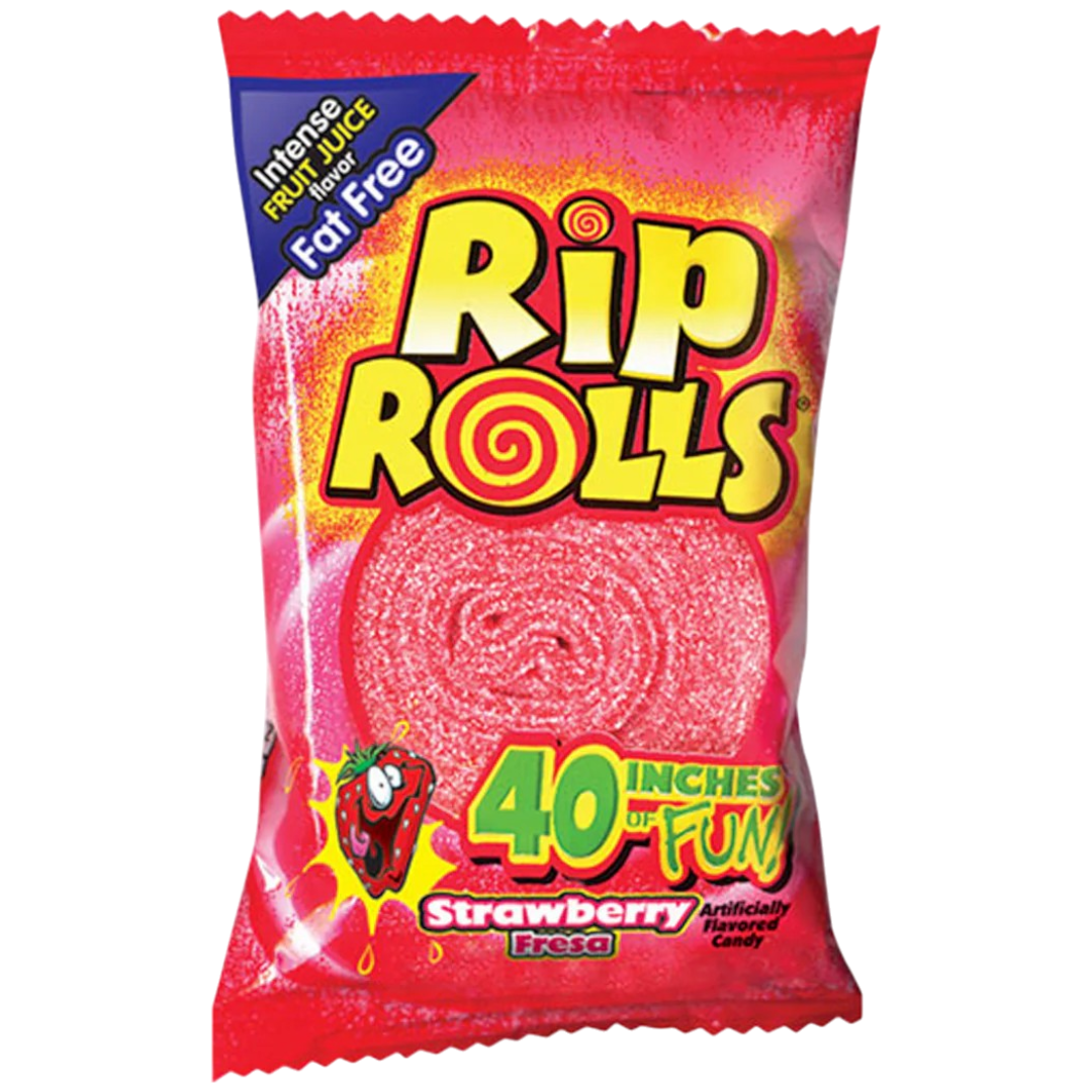Rip Rolls Fizzy Strawberry Belt Roll - 1.4oz (40g) – Poppin Candy