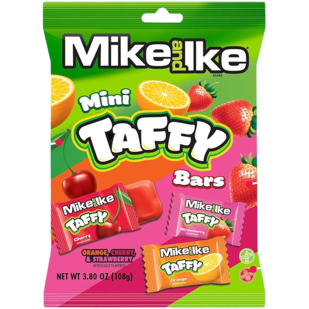 Mike & Ike Mini Taffy Bars Peg Bag - 3.8oz (108g) – Poppin Candy