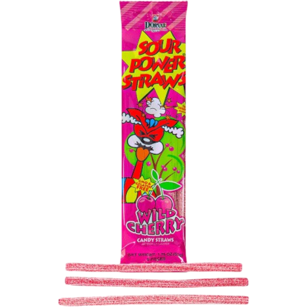 Dorval Sour Power Straws Wild Cherry - 1.75oz (50g) – Poppin Candy