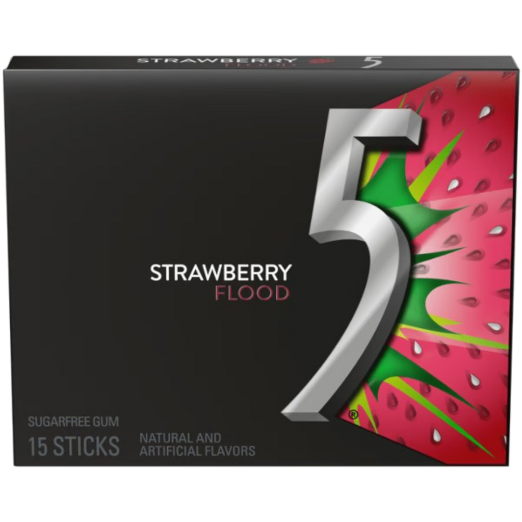 Wrigley's 5 Gum Strawberry Flood Sugar Free - 15 Sticks | Poppin Candy
