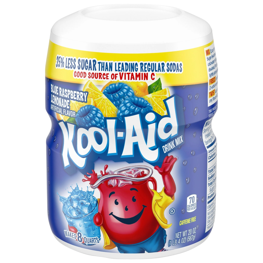 Kool Aid Blue Raspberry Lemonade Mix Tub - 19oz (538g) – Poppin Candy