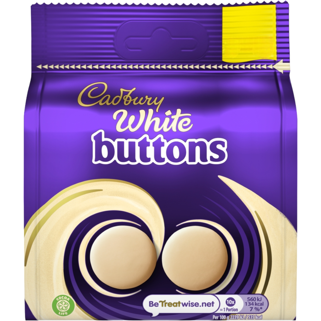 Cadbury White Buttons Chocolate Bag - 2.99oz (85g) | Poppin Candy