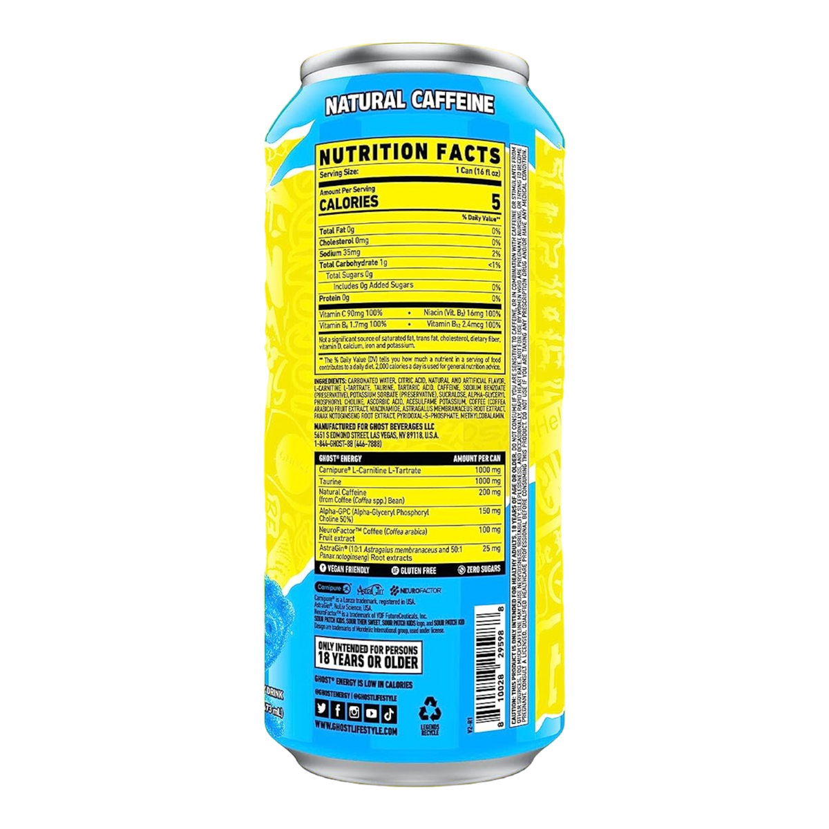 Ghost Energy Sour Patch Kids Blue Raspberry - 16fl.oz (473ml) | Poppin ...