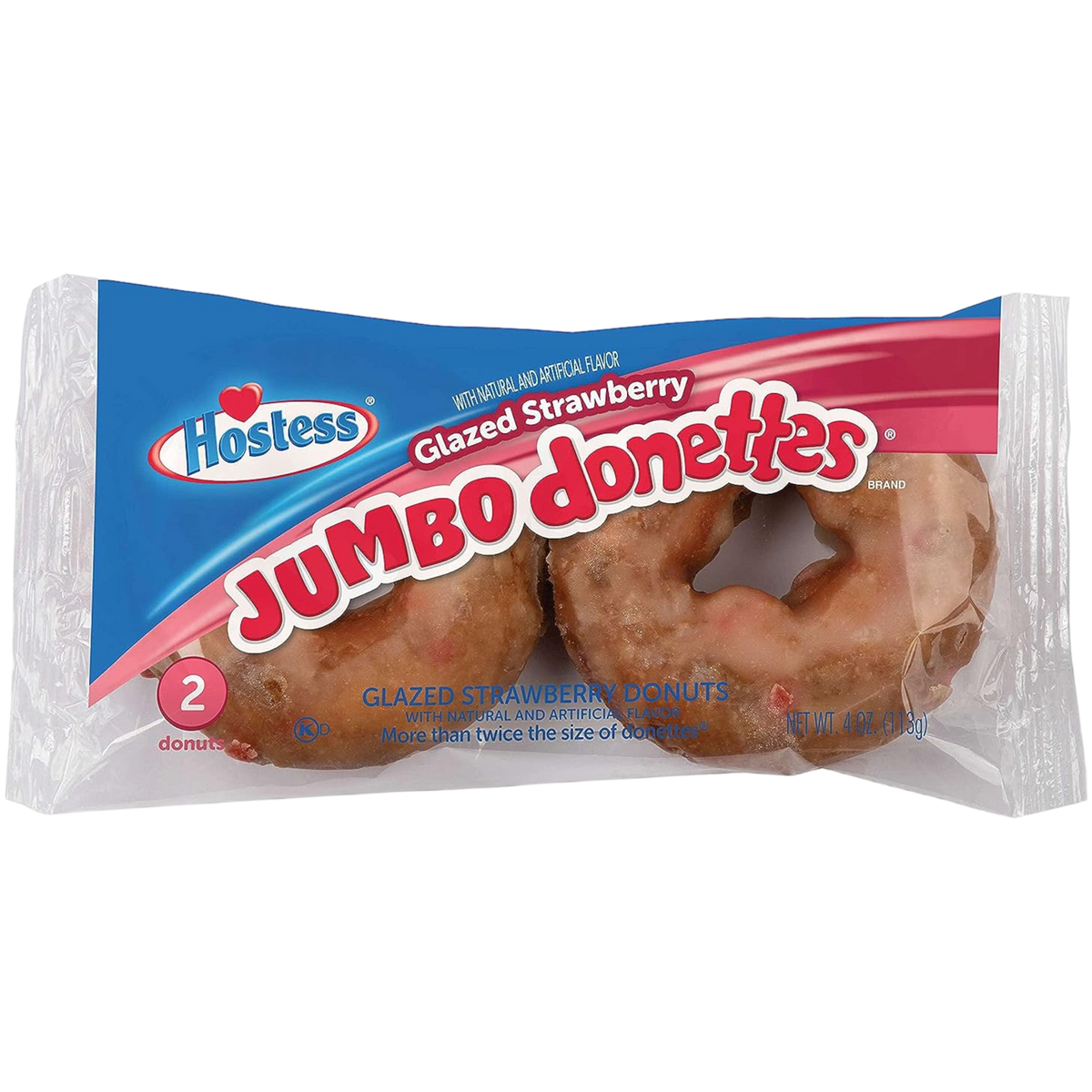 Hostess Glazed Strawberry Jumbo Donettes Twin Pack - 4oz (113g ...