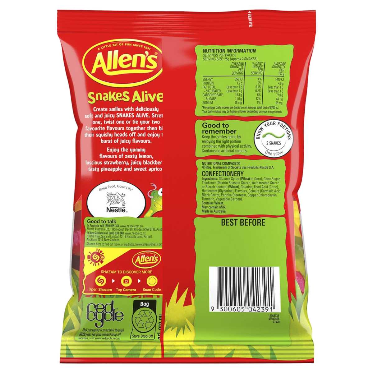 Allen's Snakes Alive (Australia) - 7oz (200g) – Poppin Candy