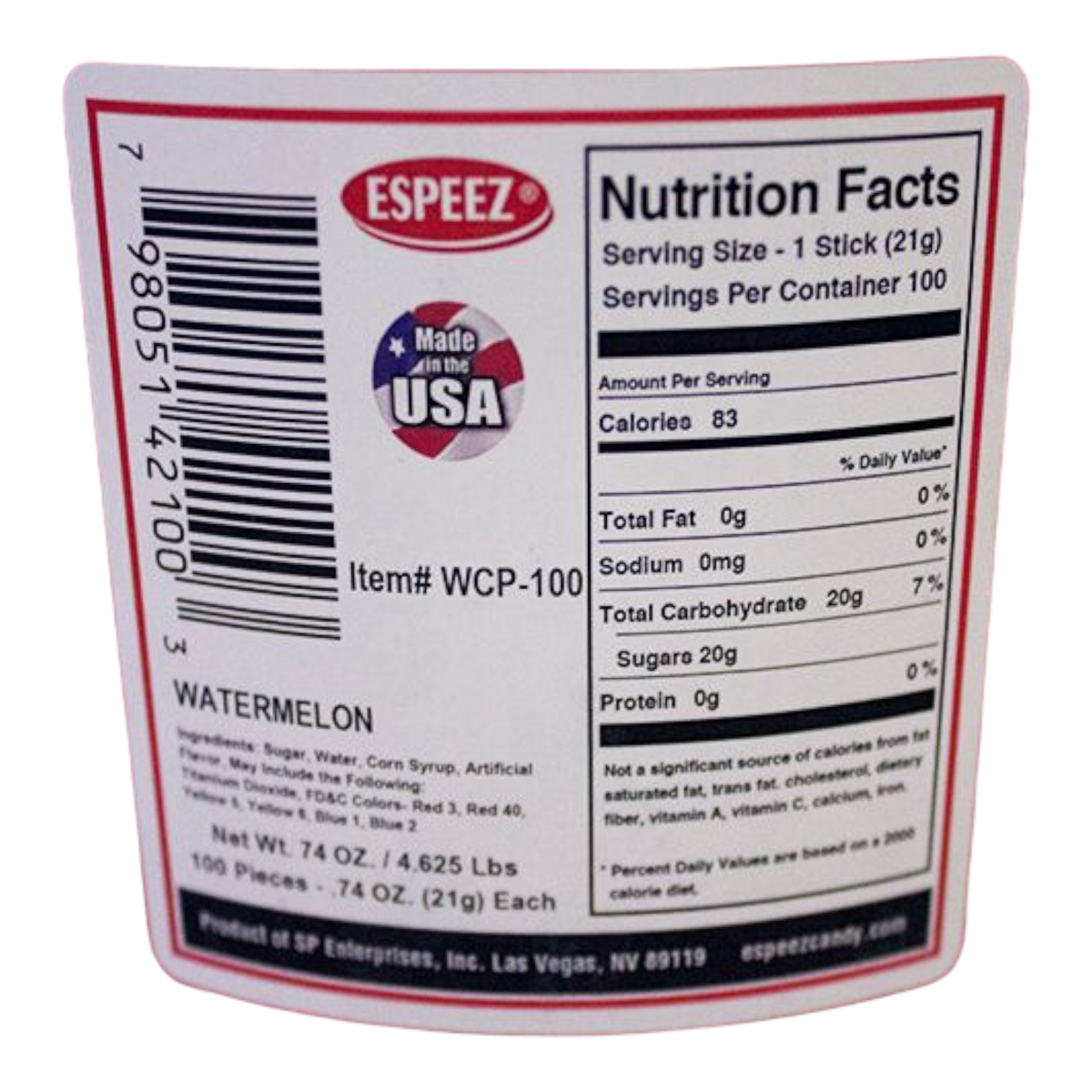 Espeez - Watermelon Cube Lollipop SINGLE - 0.74oz (21g) | Poppin Candy