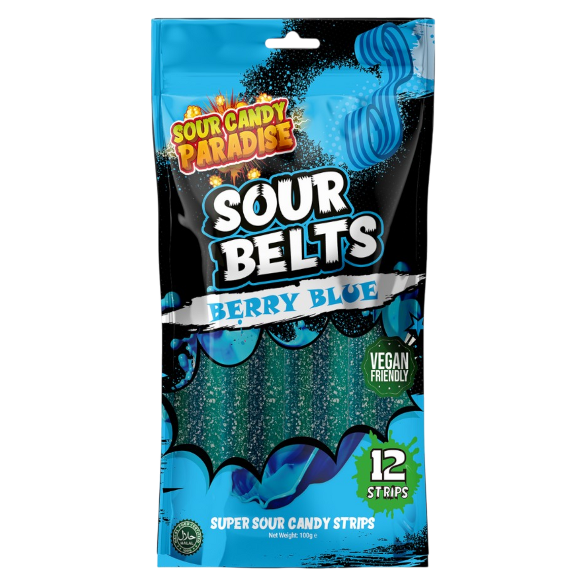 Sour Candy Paradise Sour Belts Berry Blue - 3.5oz (100g) – Poppin Candy