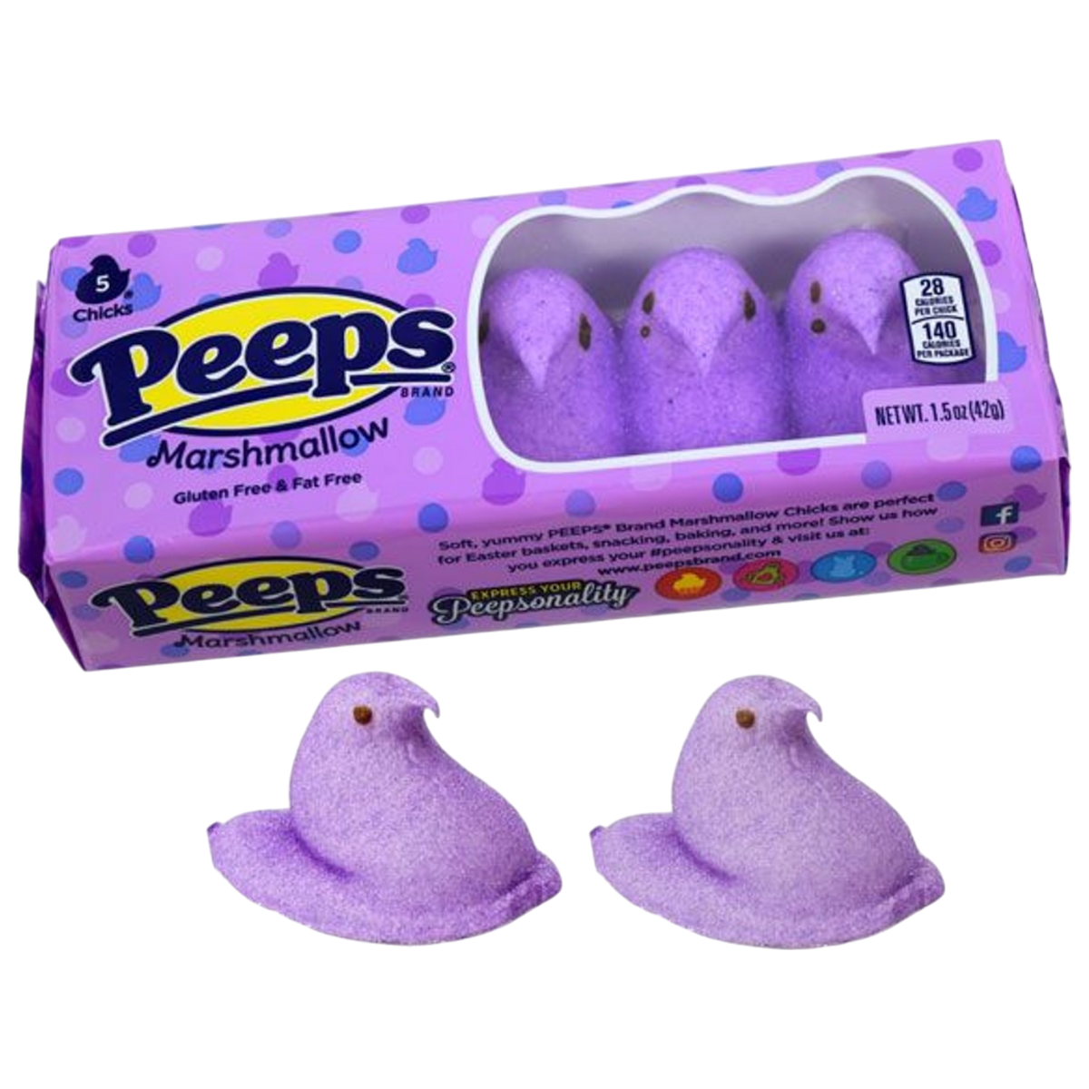 Peeps Easter Lavender Marshmallow Chicks 5 Pack - 1.51oz (43g) – Poppin ...