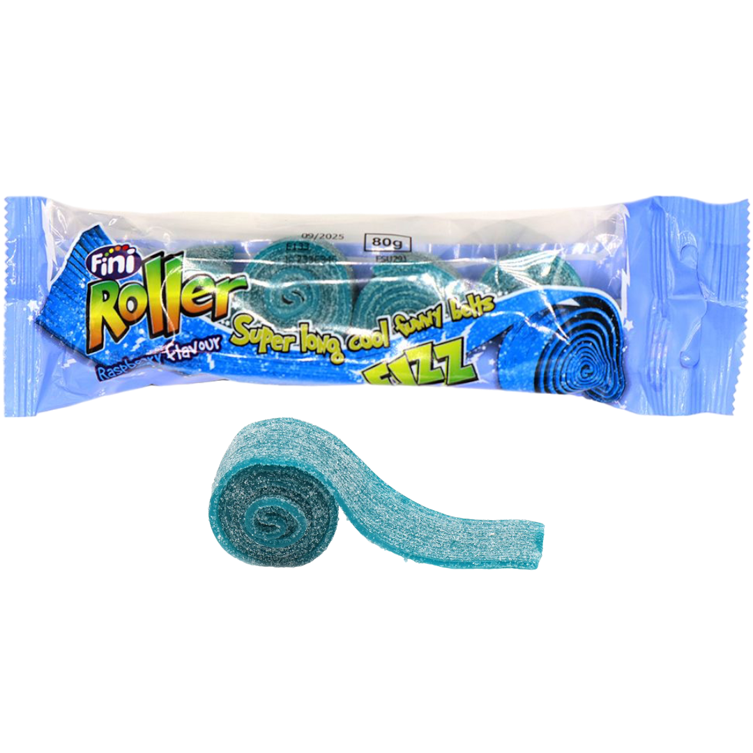 Fini Blue Raspberry Roller Fizz 4 Pack - 2.82oz (80g) | Poppin Candy