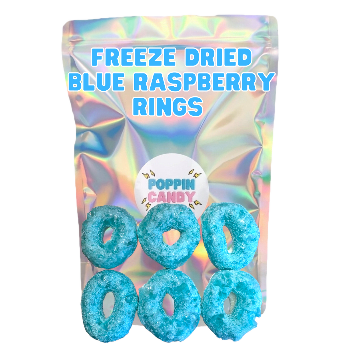 Freeze Dried Blue Raspberry Rings – Poppin Candy
