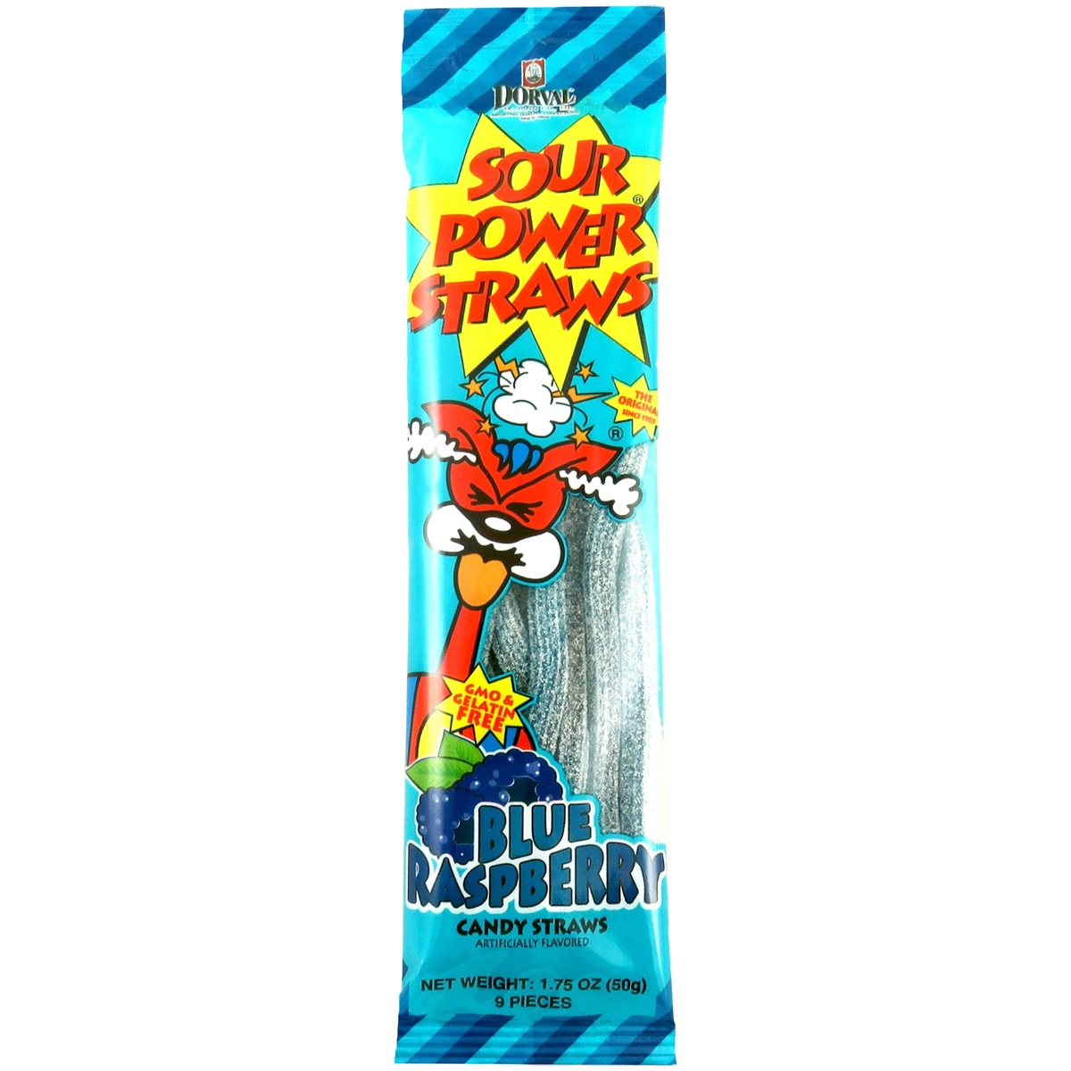 Dorval Sour Power Straws Blue Raspberry - 1.75oz (50g) | Poppin Candy