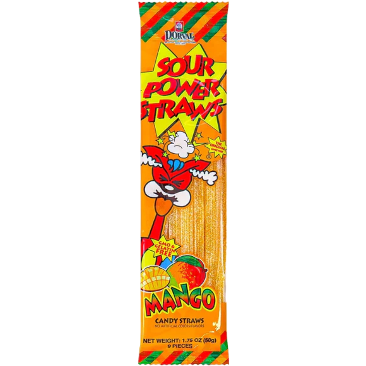 Dorval Sour Power Straws Mango - 1.75oz (50g) – Poppin Candy